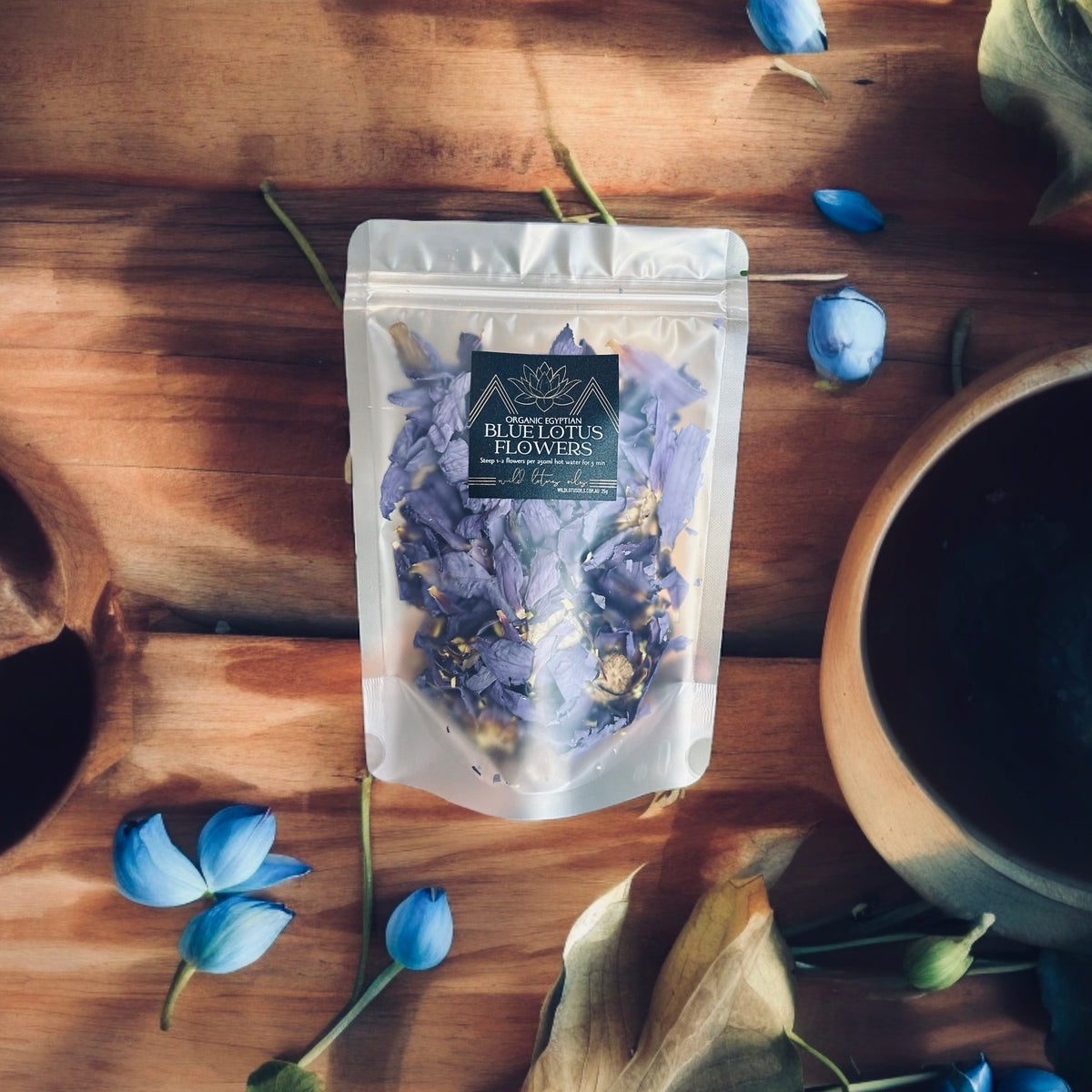 Organic Egyptian Blue Lotus Flowers 25g – Wild Lotus Oils Australia
